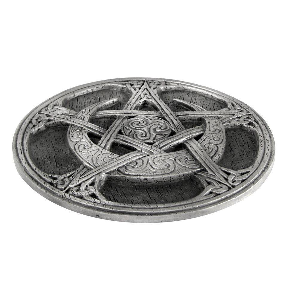 Pewter Moon Pentacle Paten Altar Pentagram Wiccan Ritual Tile Disk ...
