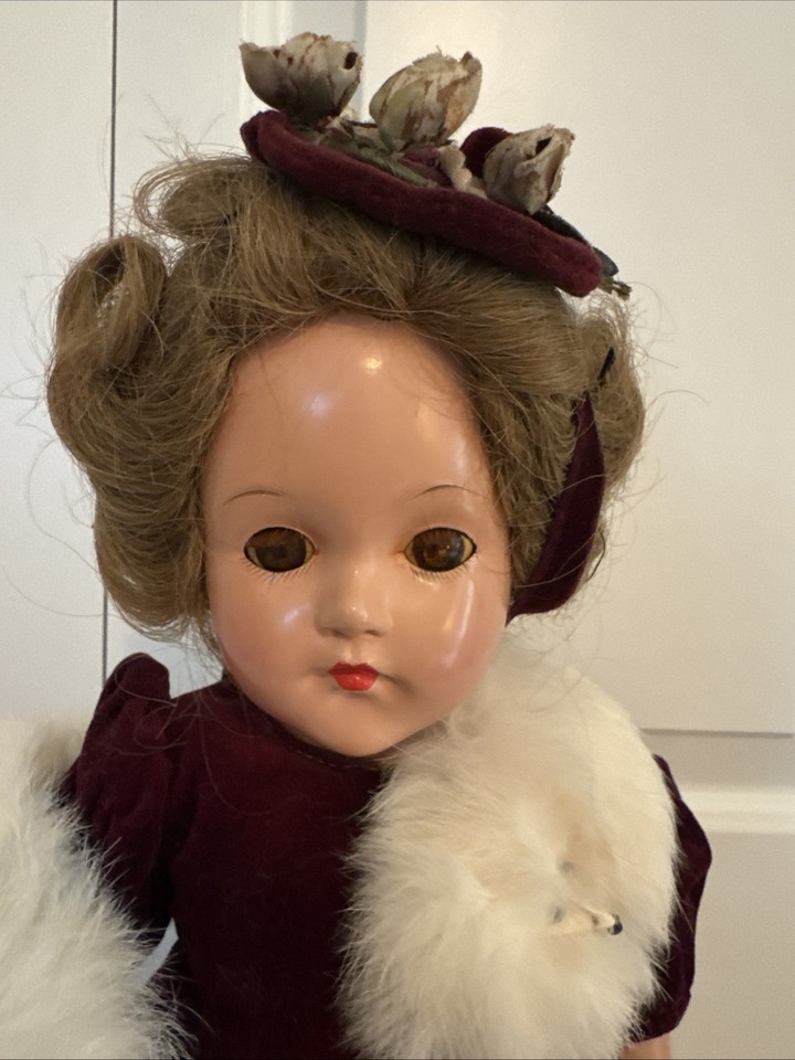 E2 antique composition Effanbee Doll Ice Skater W/ Fur Scarf 32 | eBay