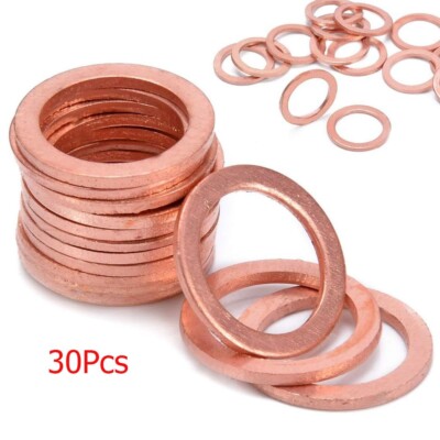 30pcs M10 Copper Crush Flat Washer for Screw Bolt Motorcycle Bike Car ...