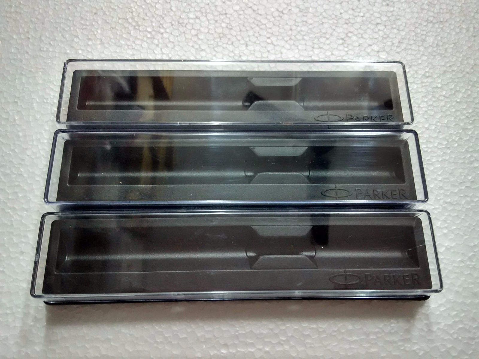 Lot of 3 Pen box lot plastic pen case Parker empty Pen boxes Black Free ...