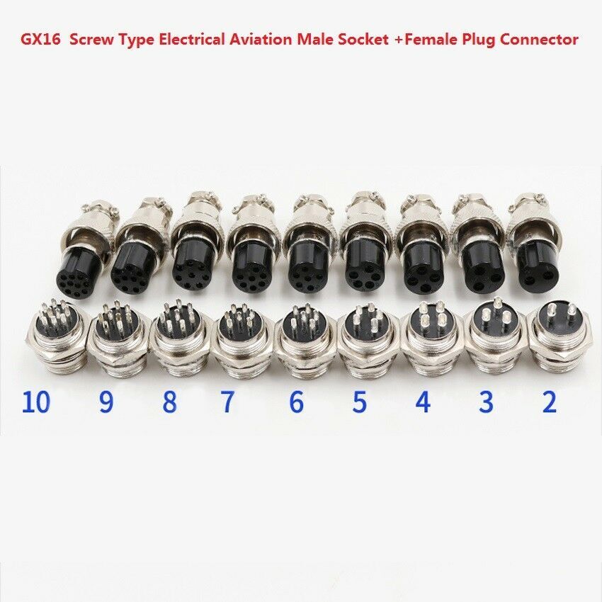 GX16 2-10Pin Screw Type Electrical Aviation Male Socket +Female Plug ...