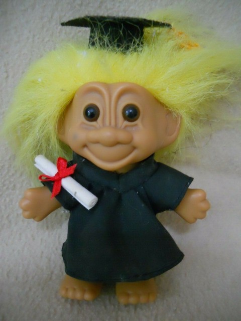 Russ Graduation TROLL Doll with Diploma and Blck Cap & Gown / 5" | eBay