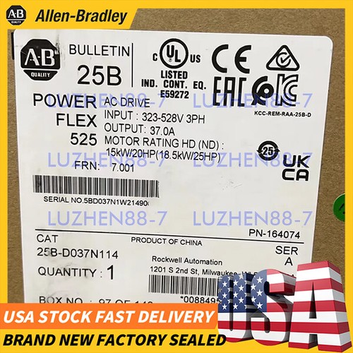Allen-Bradley 25B-D037N114 PowerFlex 525 AC Drive 25BD037N114 Factory ...