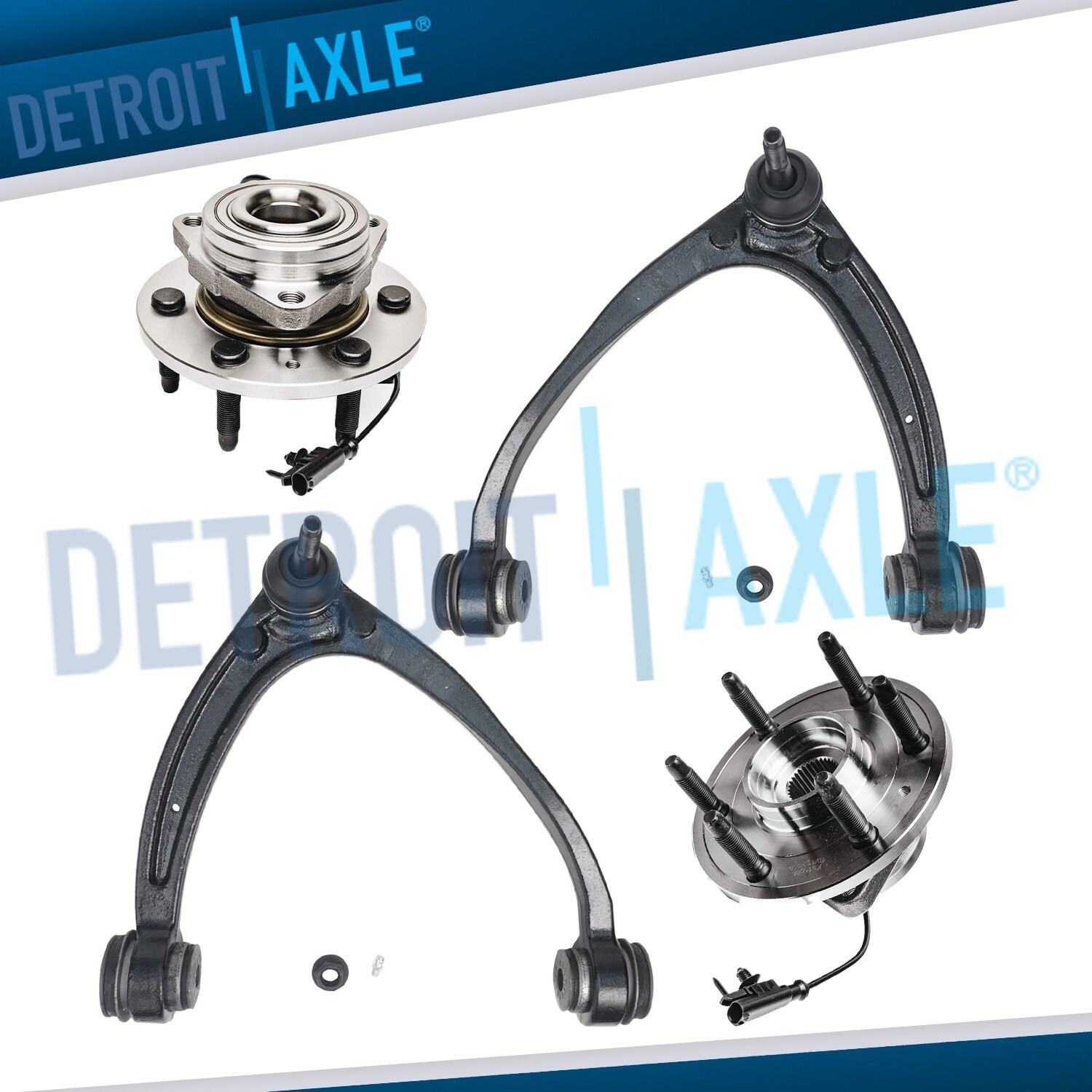 4WD Front Wheel Hub & Bearings Upper Control Arms Kit for Silverado ...
