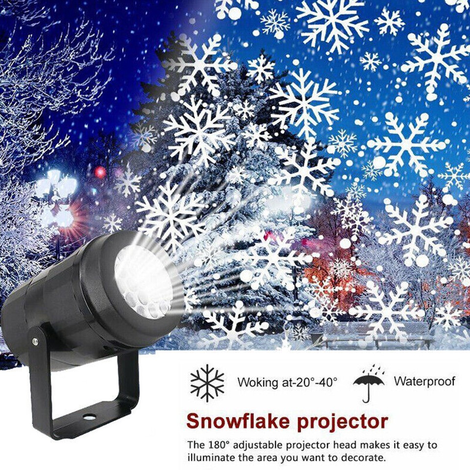 LED Snowflake Christmas Projector Laser Light Snowfall Xmas Indoor ...