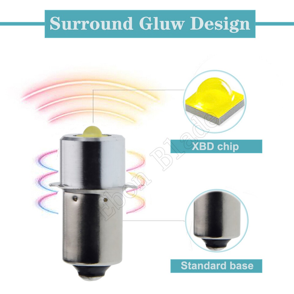 Warm / White 3V 4.5V 6V 12V 18V P13.5S LED Bulb Light For Flashlight ...