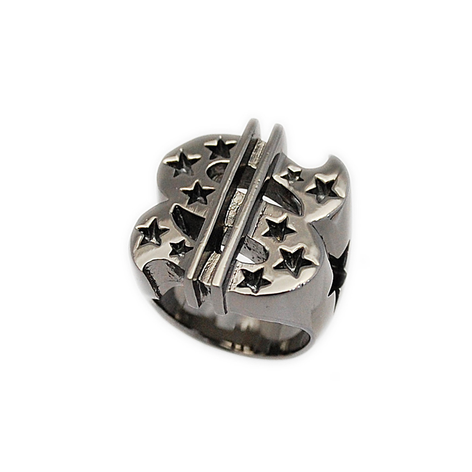 LUCKY DOLLAR STARS BRASS BLACK RUTHENIUM PLATED BIKER JEWELRY RING nd ...