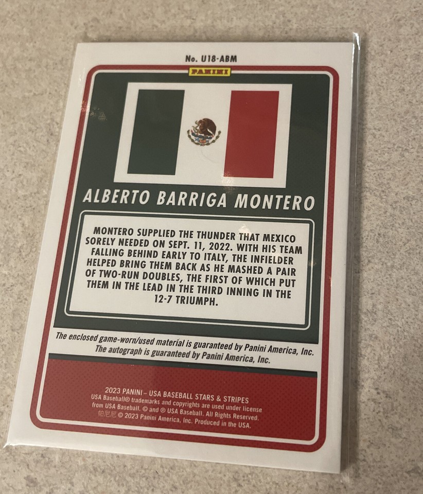 2023 Stars & Stripes Baseball U-18 Patch Auto Alberto Barriga Montero ...