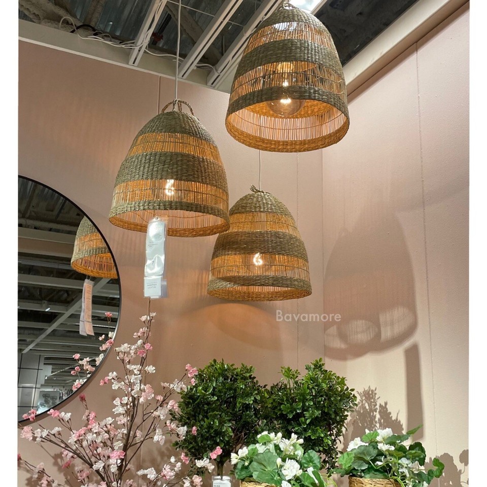 IKEA TORARED Pendant lamp shade, seagrass/outdoor handmade 14" BRAND ...