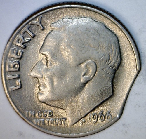 1966 CLIPPED ERROR Roosevelt Dime Coin NICE BLAKESLEY Clip LOT #3 FREE ...