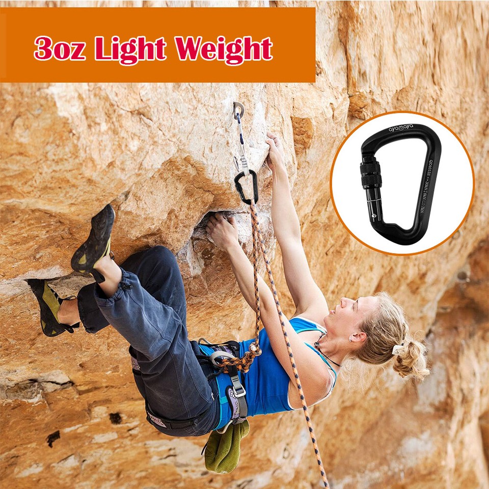 30KN Rock Climbing Carabiner Locking Clip Heavy Duty Tree Arborist ...