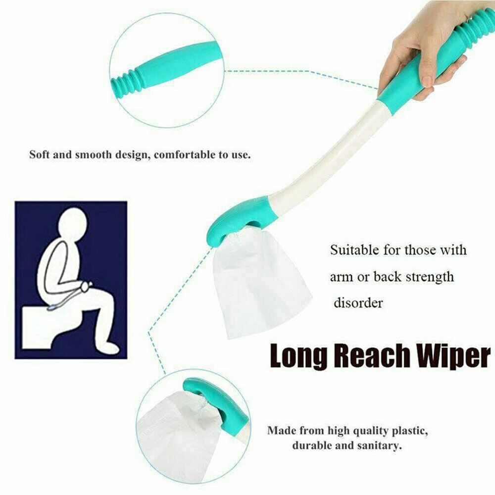 Bottom Toilet Self Wipe Aid Long Handled Wiper Easy Reach Tissue Grip ...