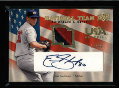 ERIC SURKAMP 2008 UPPER DECK SERIES TWO TEAM USA GAME PATCH AUTO #91/99 ...