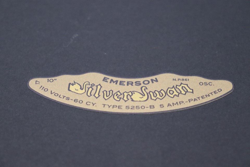Antique Emerson SILVER SWAN ART DECO 10" and 12" Type 5250-B Fan Decal ...