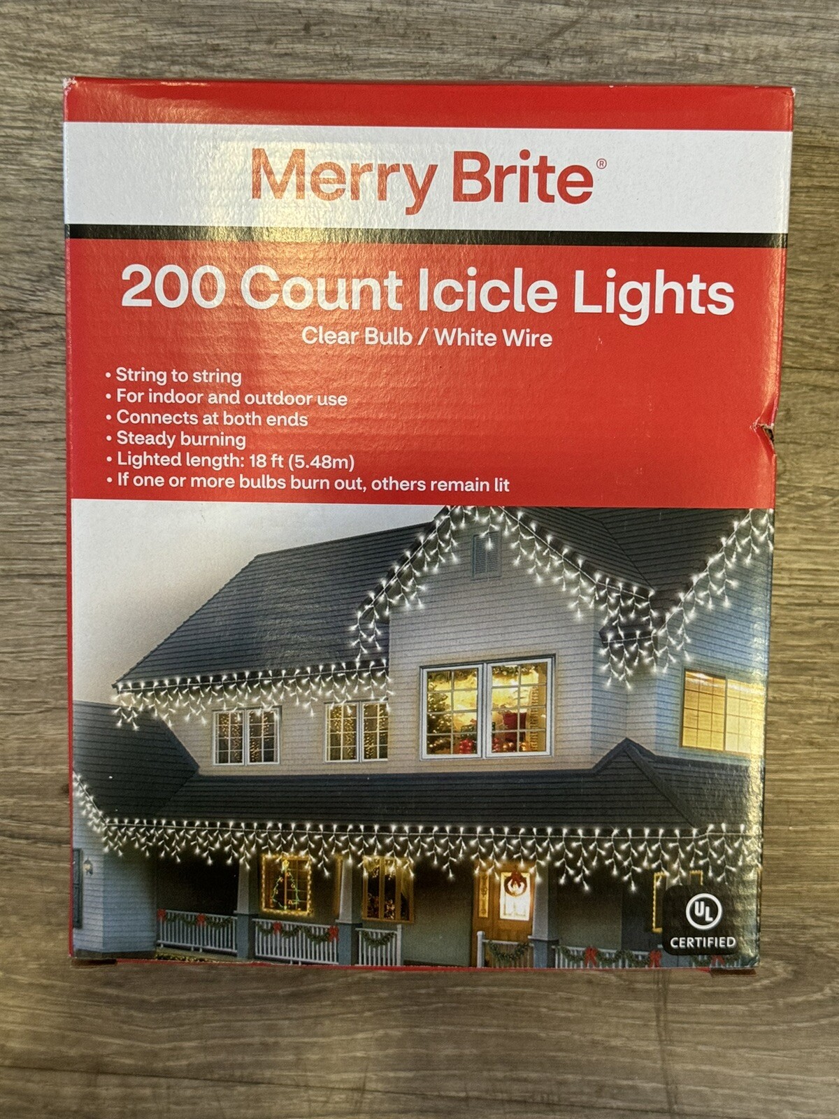 Merry Brite 200 String Icicle Lights Clear Bulb White Outdoor Christmas New | eBay