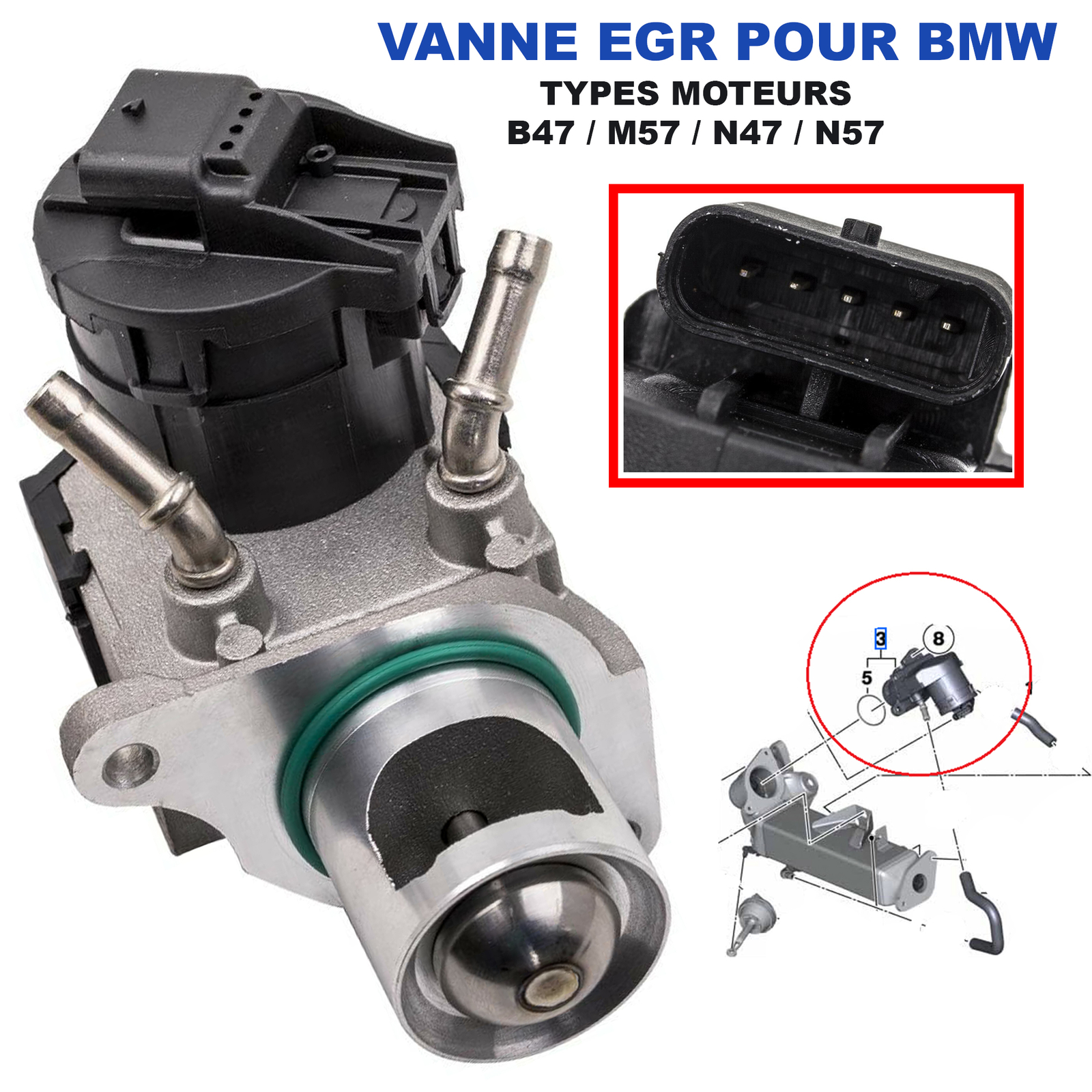 Vanne EGR BMW B47 N47 N57 1 3 5 6 7 Série X1 X3 X5 X6 11717810871 ...