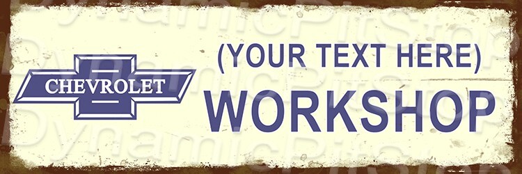 Chevrolet Logo-Workshop Custom Rustic Tin Sign Personalised Australian ...