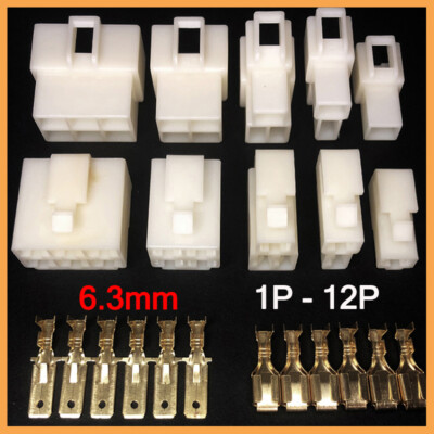 1-12 Way Pin 6.3mm Plug+Crimps Electrical Multi Plug Connector Terminal ...