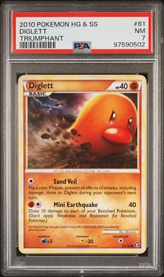 2010 POKEMON HEARTGOLD & SOULSILVER TRIUMPHANT #61 DIGLETT PSA 7 POP 6 ...