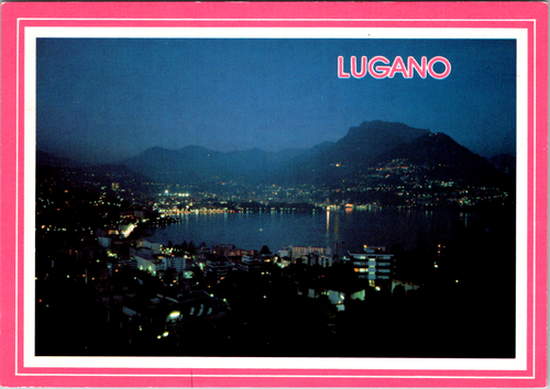 Vintage Postcard Lugano Paradiso Night Gulf Switzerland | eBay