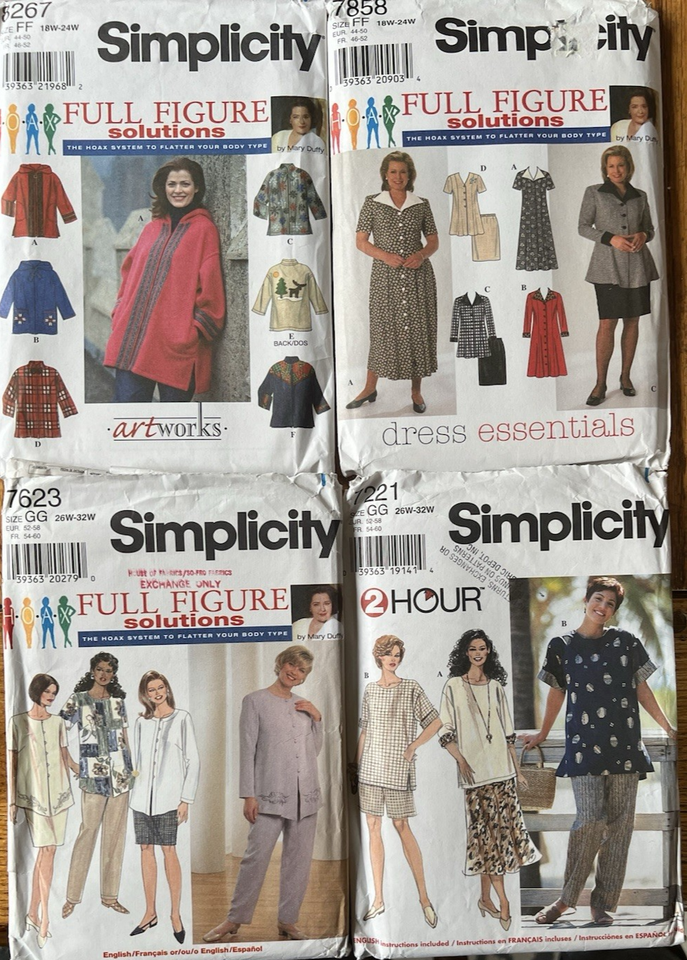 Lot 15 Vtg UNCUT Simplicity L/XL/XXL Sewing Patterns Dress Jacket Top ...