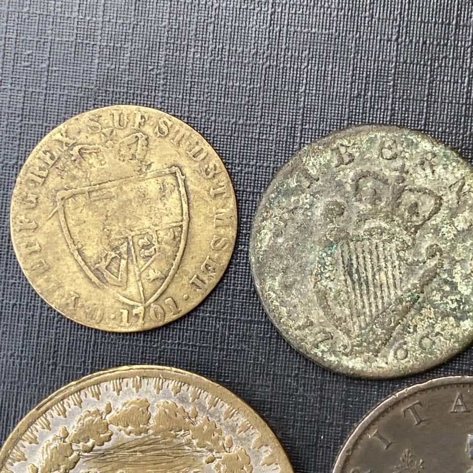 Georgian Coins & Tokens (9) George IV Farthing III Half Penny Copper ...