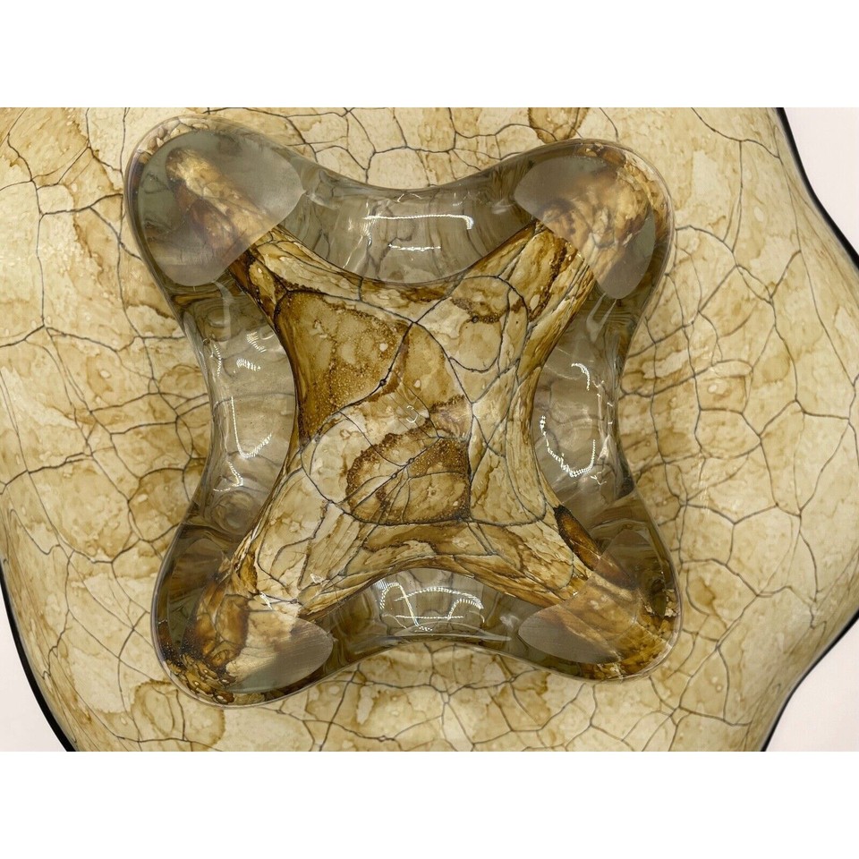 Rare Murano Styled Art Glass Large Crackle Base Plater/Dish | eBay