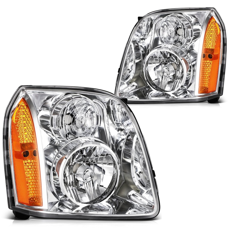 Headlight Assembly For 2010 GMC Yukon XL 1500 2500 Chrome w/Amber Pair ...