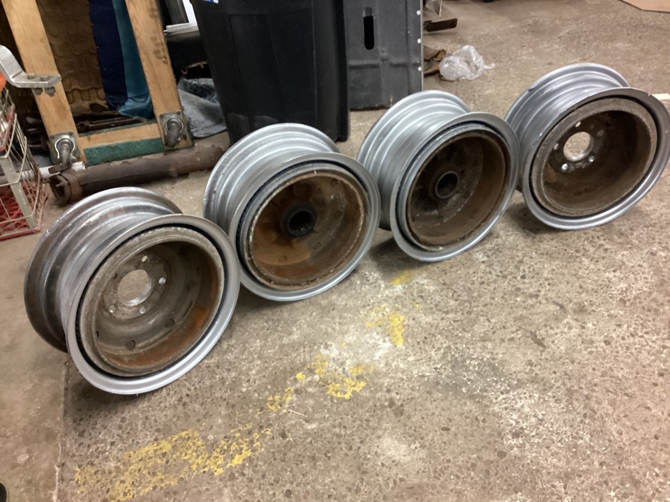 Set of 4 Pontiac 8 Lug 14X6 Steel Wheel Rims with Brake Drums & Caps ...