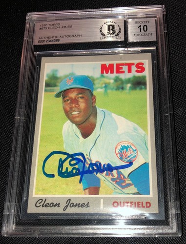 CLEON JONES SIGNED 1970 TOPPS NEW YORK METS #575 BECKETT AUTO GRADE ...