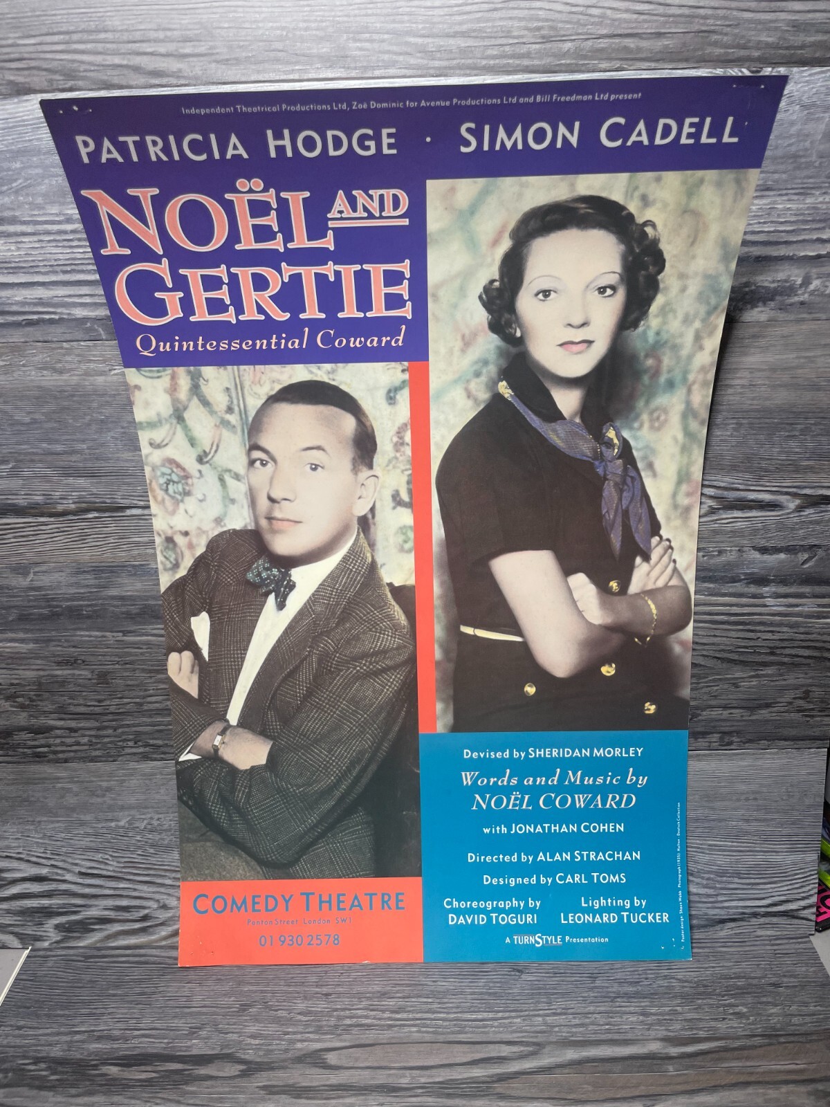 PATRICIA HODGE, SIMON CADELL, NOEL AND GERTIE, WINDOW CARD/POSTER ...