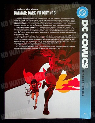 Batman Dark Victory DC Comics 2000 Robin Trade Print Magazine Ad Poster ...