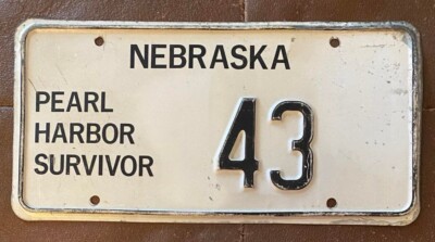 Nebraska 2001 MILITARY PEARL HARBOR SURVIVOR License Plate # 43 | eBay