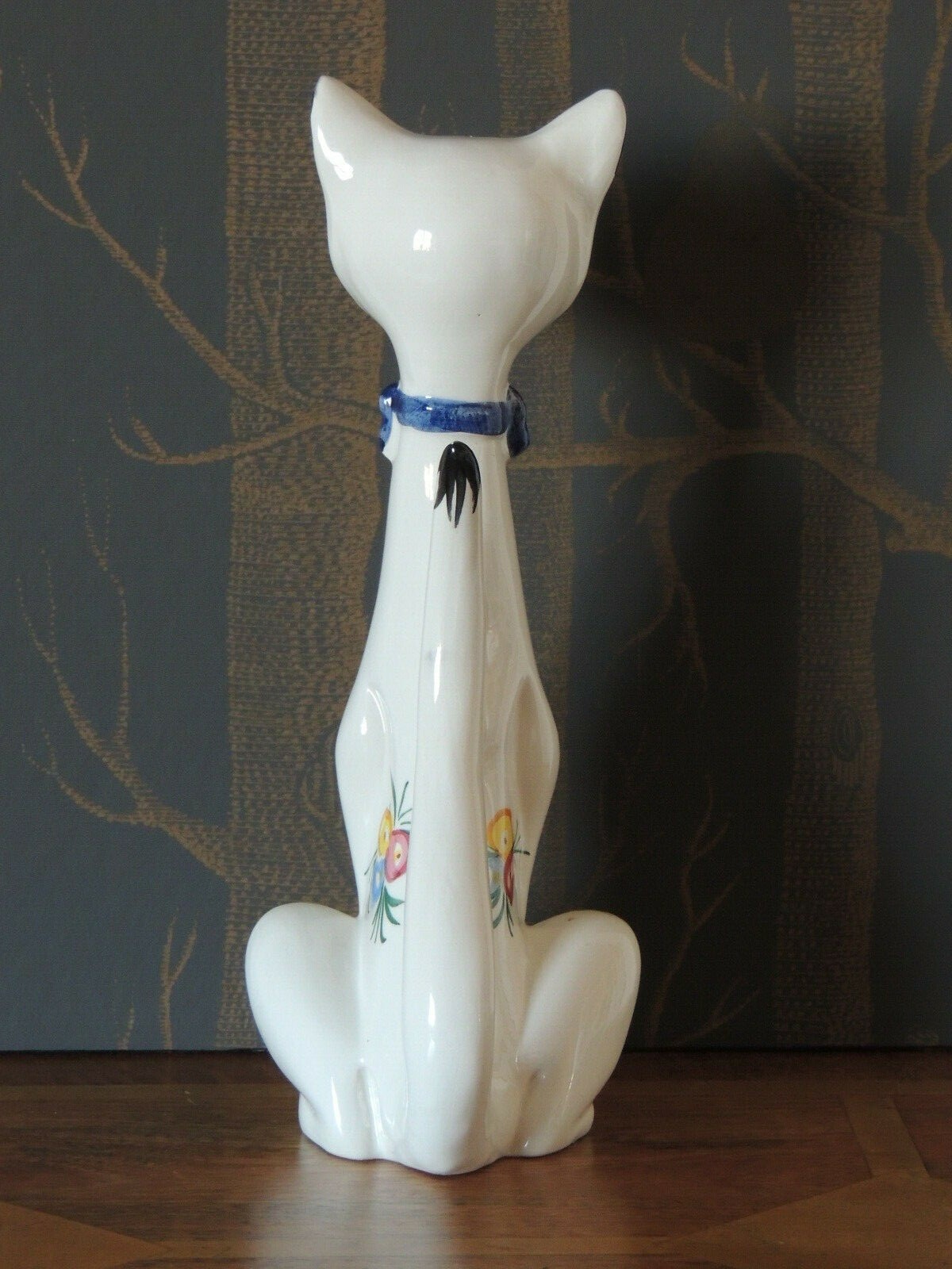 Vintage Long Necked Cat Ceramic Figurine | eBay