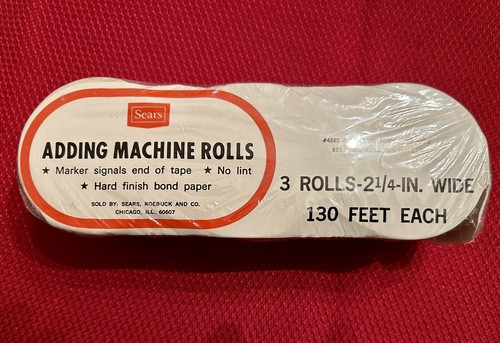 Vintage Sears Roebuck Chicago IL 3 pk Adding Machine Rolls 2 1/4" 4323 ...