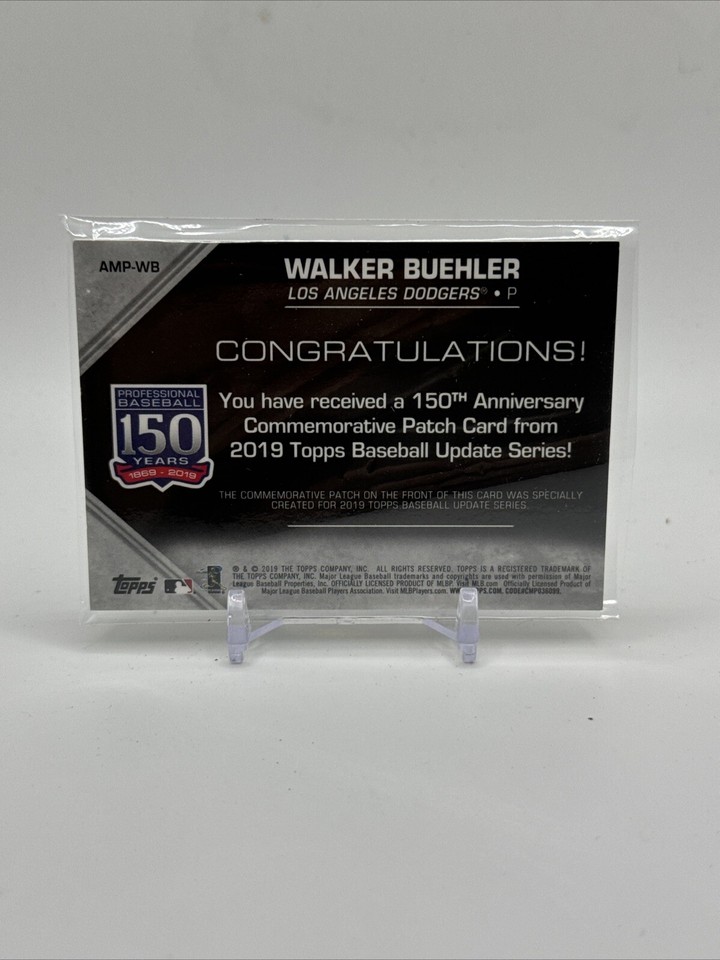2019 Topps Update Series 150th Anniversary Patch #AMP-WB Walker Buehler ...