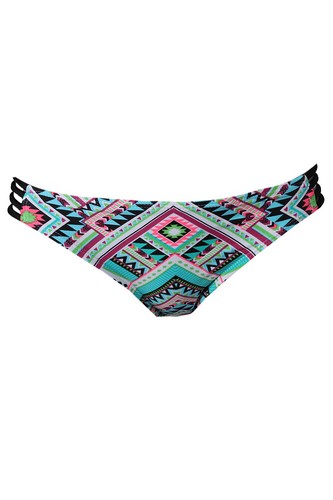 Hula Honey Blue Multi Strappy Tribal-Print Bikini Bottom S | eBay