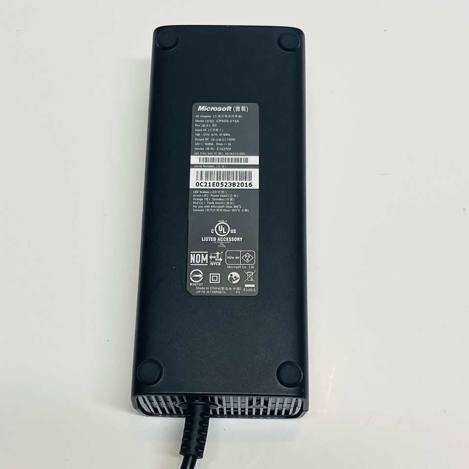 MICROSOFT XBOX 360 S POWER SUPPLY AC ADAPTER OEM With Cord TESTED Works ...