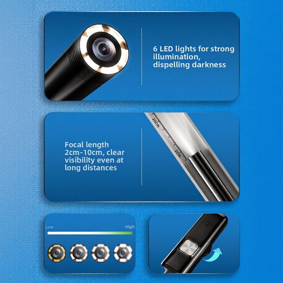 Borescope Inspection Tool with Type C 1080p HD 6 LEDs for Pipe Auto ...