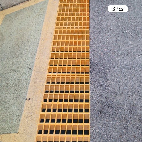 Yellow FRP Grating Covers - 3 pcs Durable Anti-Slip Drainage Solution ...