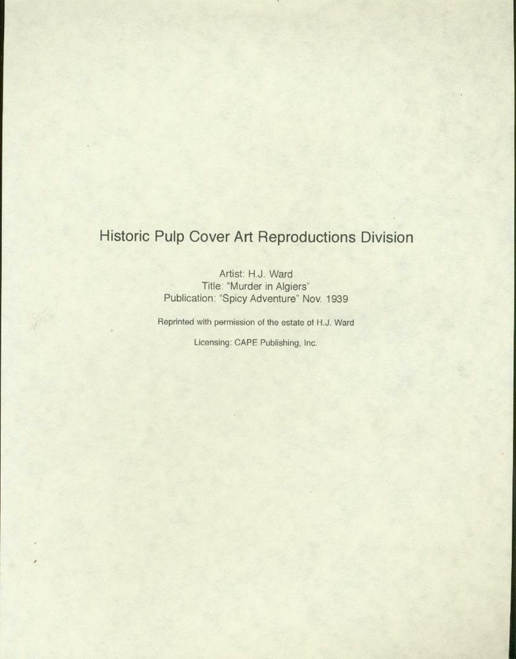 HJ Ward "Murder In Algiers" Pulp Cover Print- Spicy Adventures ...