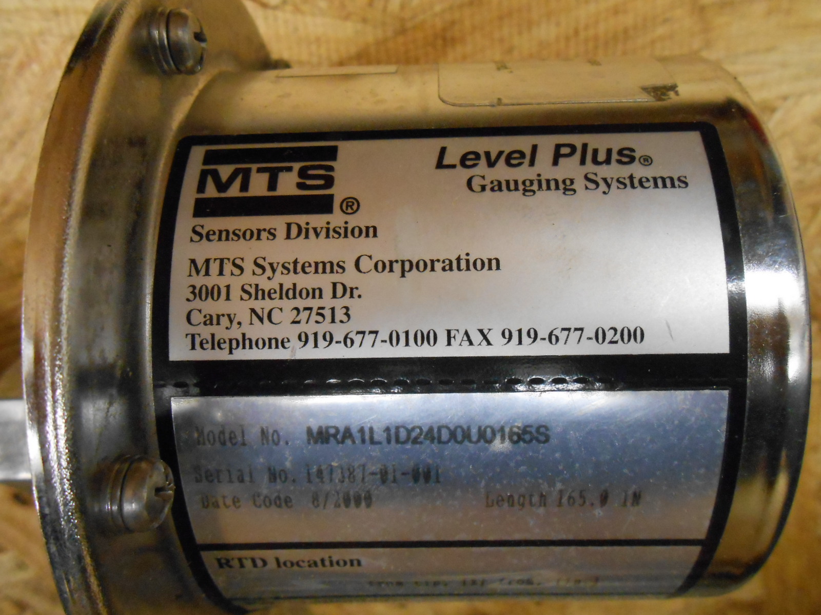 MTS MRA1L1D24D0U0165S LEVEL PLUS LIQUID LEVEL TRANSMITTER 165.0" LENGTH ...