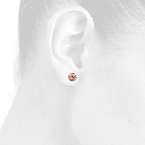 Genuine 14K Solid Rose Gold 5mm Diamond Cut Textured Ball Stud Post ...