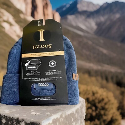 IGLOOS 5-BULB LED LIGHTED WORK/HIKING/CONTRACTOR CUFFED KNIT CAP MENS ...