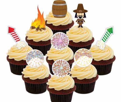 Bonfire Night - 36 Edible Cupcake Toppers, Fairy Cake Bun Decorations ...