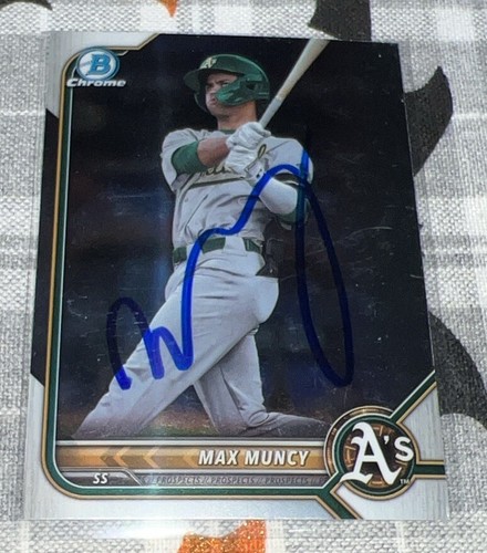 Max Muncy 2022 Bowman Chrome Oakland As Hand signed Auto Arizona Fall ...