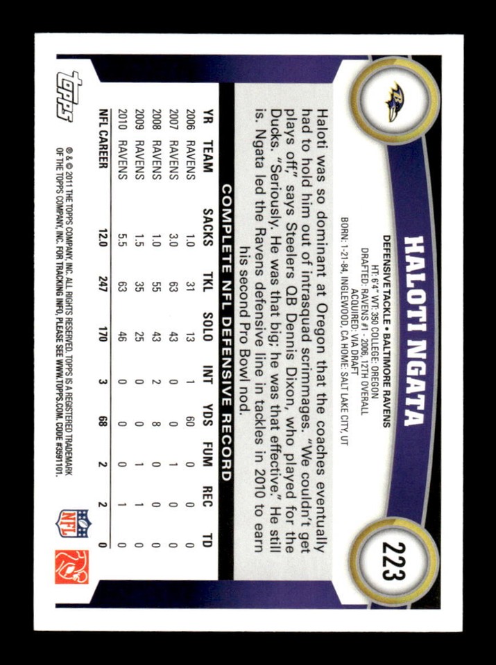 2011 Topps Haloti Ngata #223 | eBay