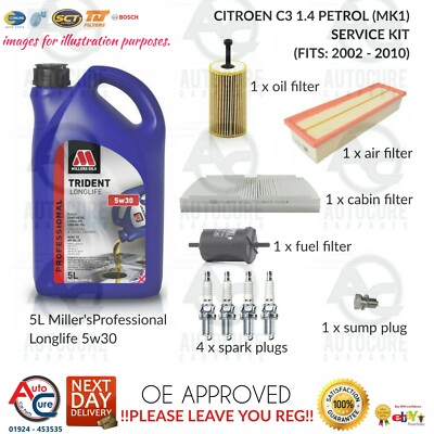 CITROEN C3 1.4 PETROL 02-10 SERVICE KIT (MK1) ALL FILTERS & PLUGS - REG ...