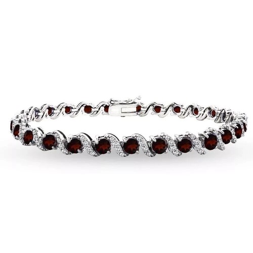 Round Cut 12.20Ct Red Ruby & Diamond Jewelry Tennis Bracelet 925 ...
