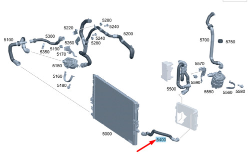 MB C W205 COOLER TO LEFT WHEEL ARCH COOLER COOLANT HOSE A2055019382 NO ...